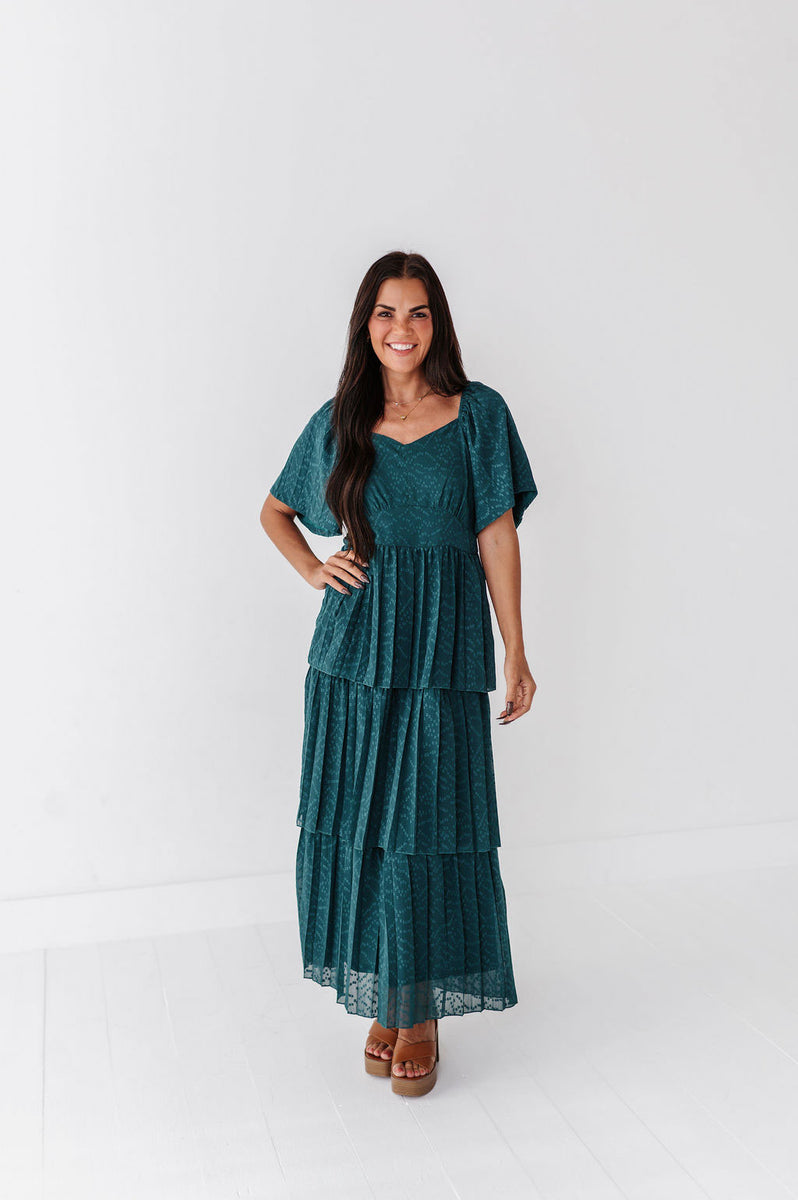 Miranda Pleated Dress in Teal – Livy&Kate Clothing