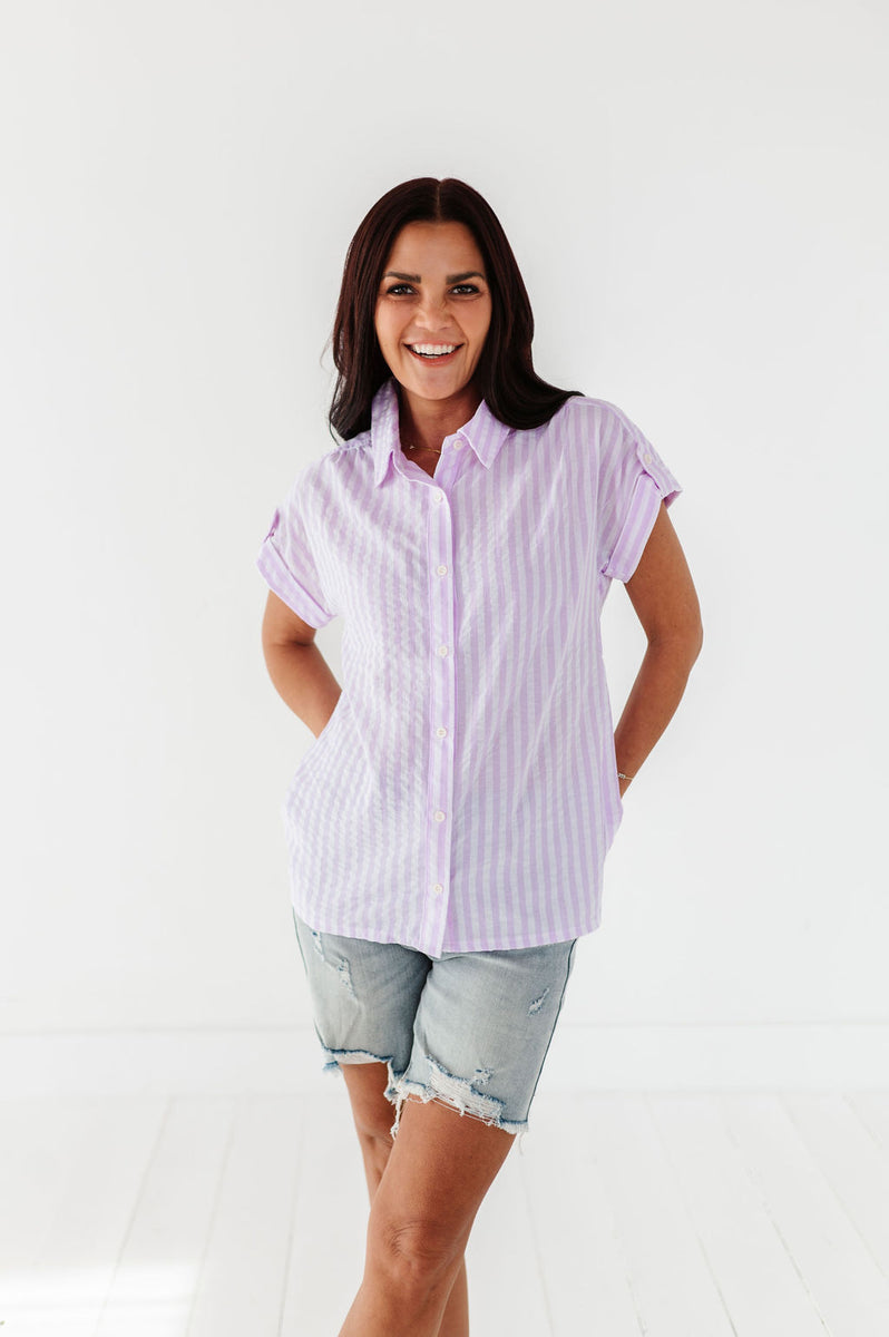 Libby Striped Button Up in Lavender – Livy&Kate Clothing