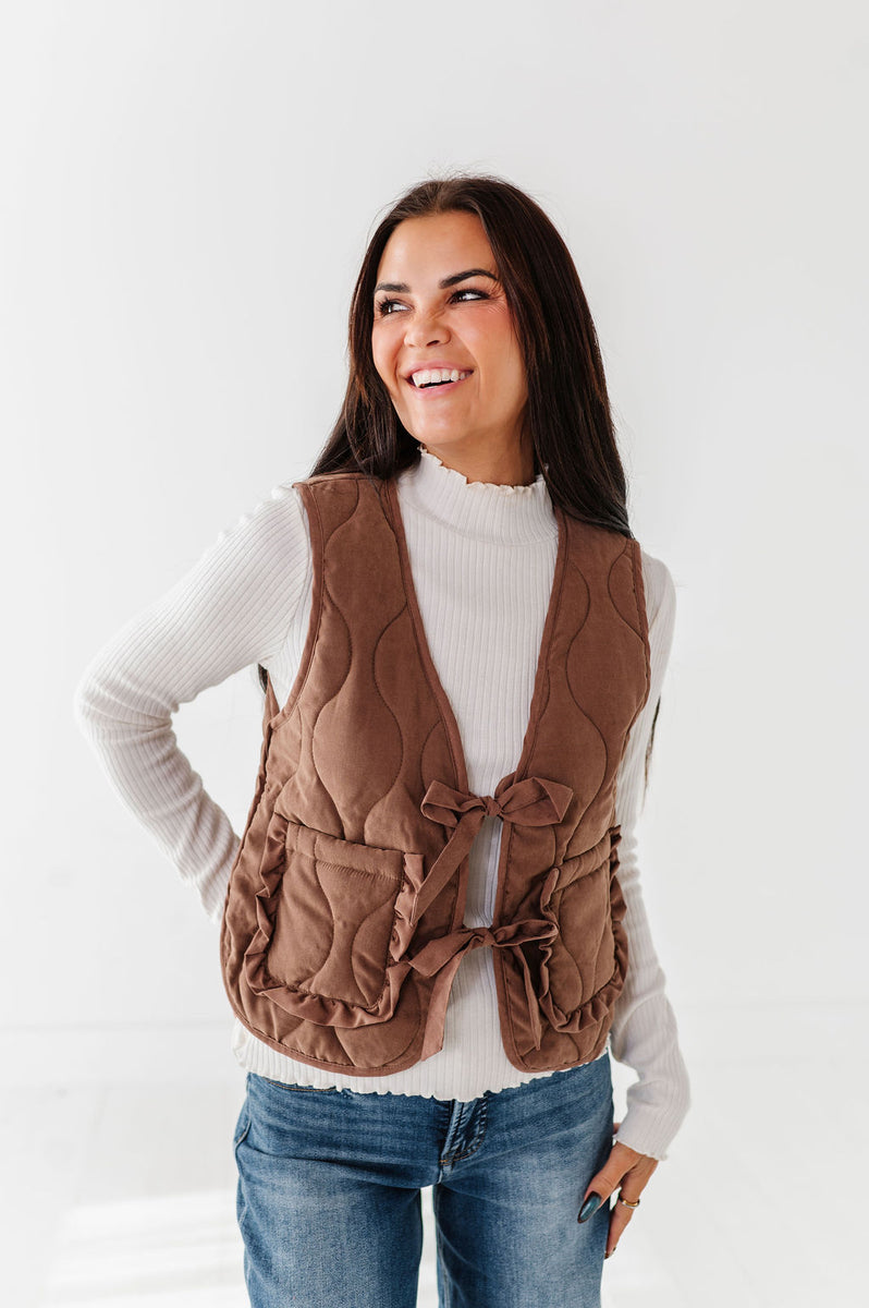 Millie Quilted Vest in Brown – Livy&Kate Clothing