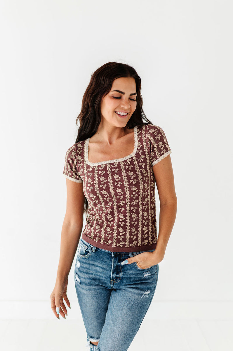 Celine Floral Top in Burgundy – Livy&Kate Clothing
