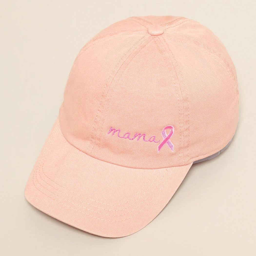"Mama" Pink Ribbon Baseball Cap in Dusty Pink – Livy&Kate Clothing